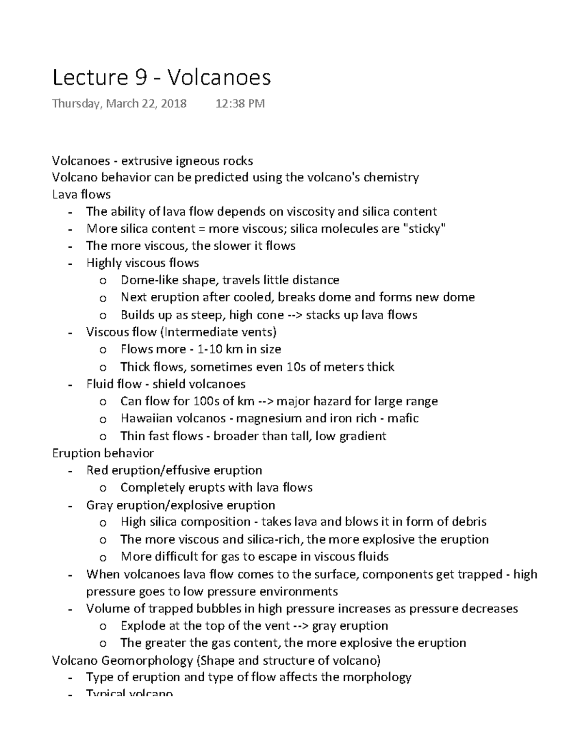 Lecture 9 - Volcanoes - Professor: Alex Glass - Lecture 9 Volcanoes ...