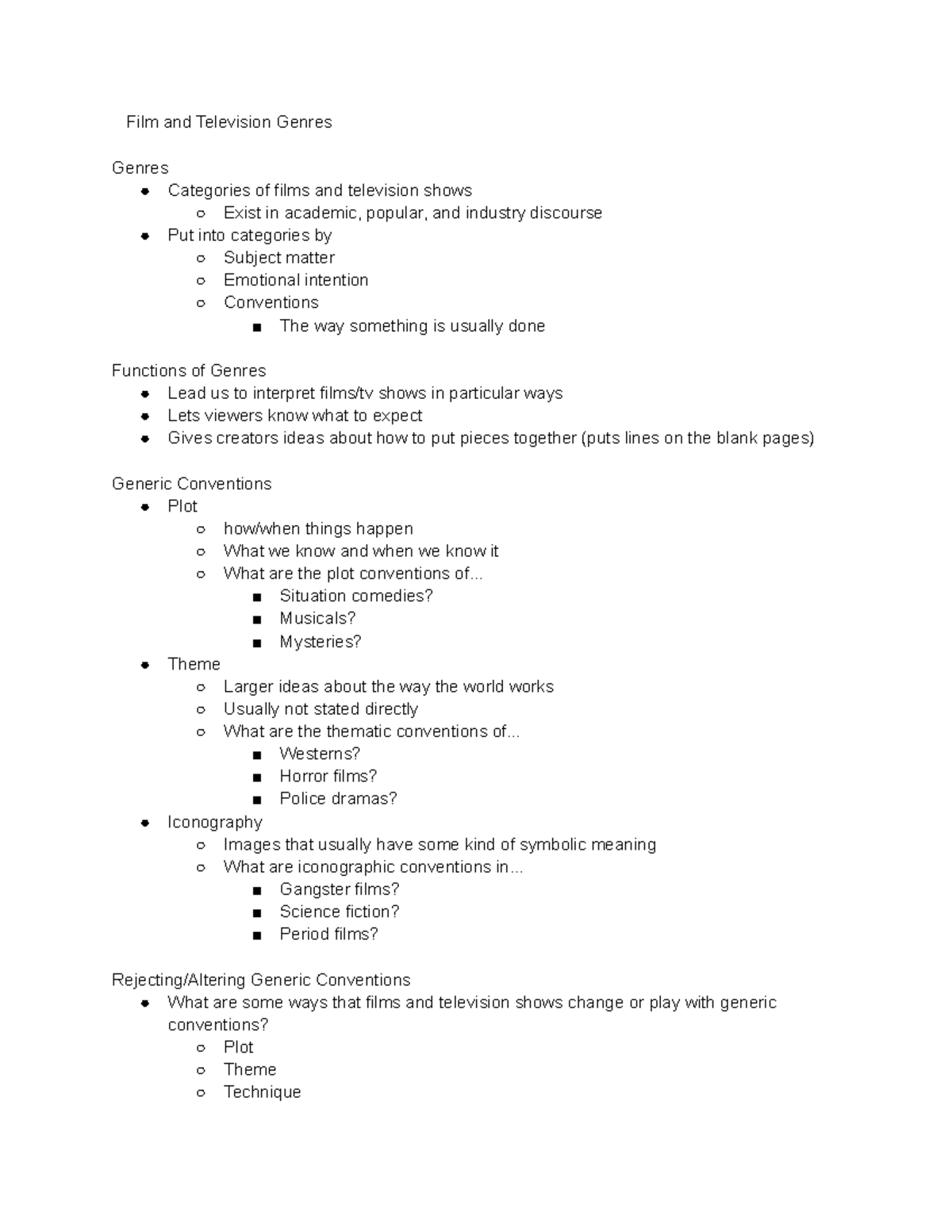 Film Aesthetics: Film and Television Genres - Film and Television ...