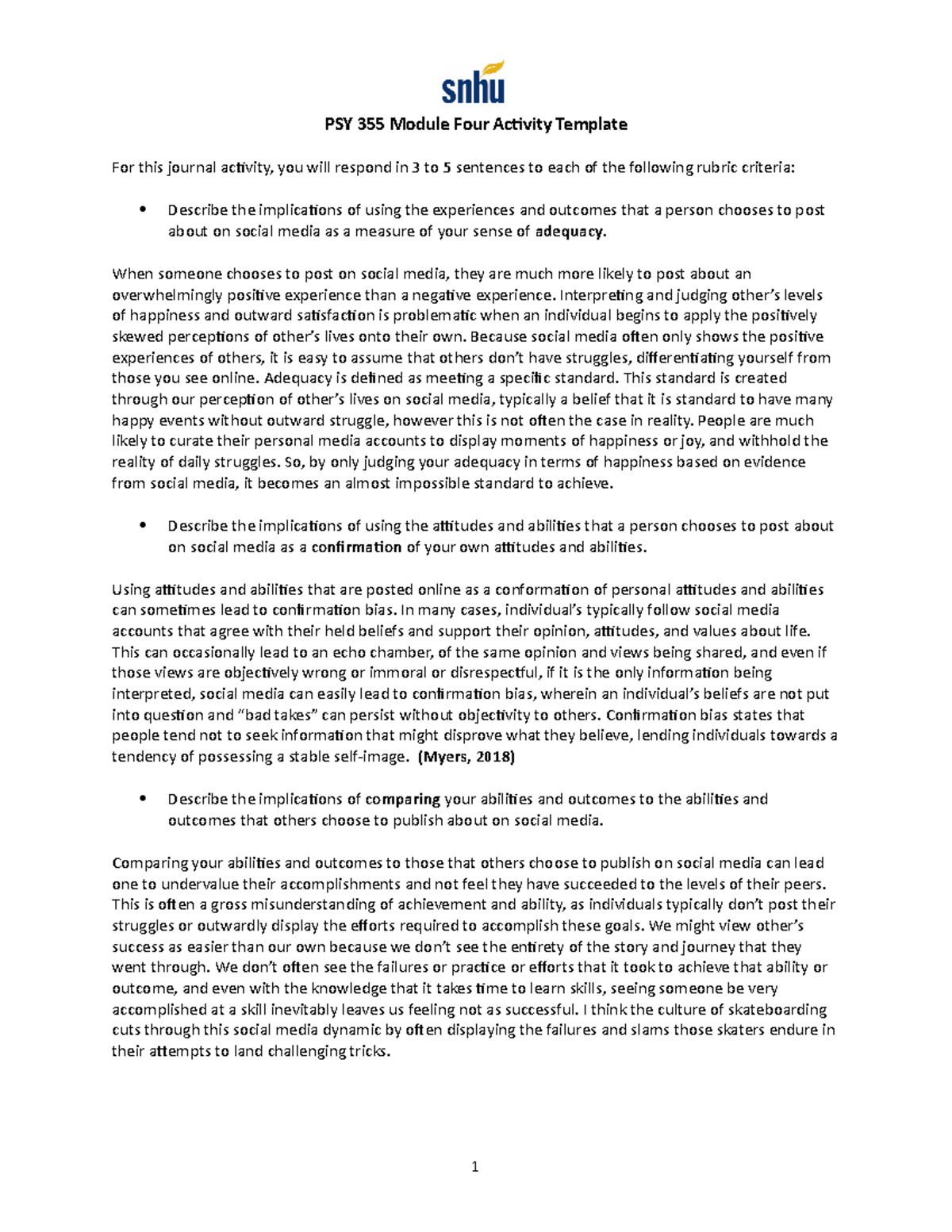 PSY 355 Module Four Activity - When someone chooses to post on social ...