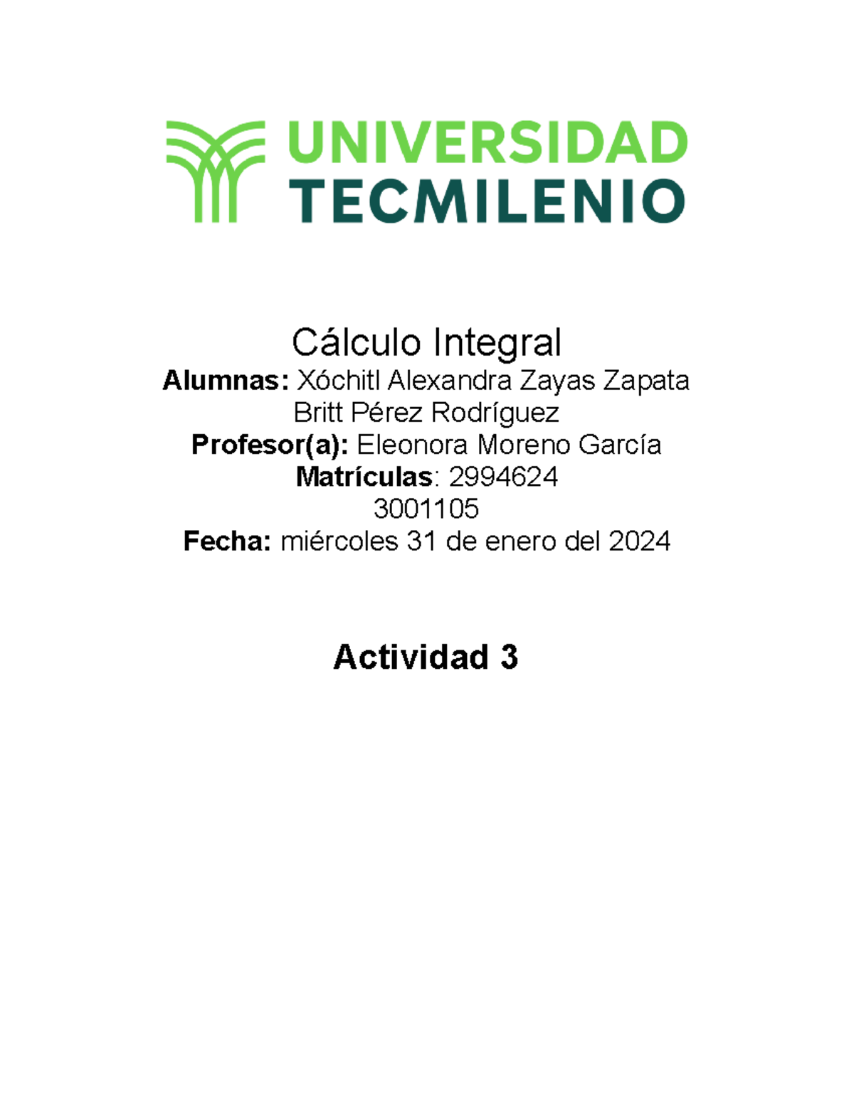 Actividad 3 calculo - Calculo Integral - Cálculo Integral Alumnas ...