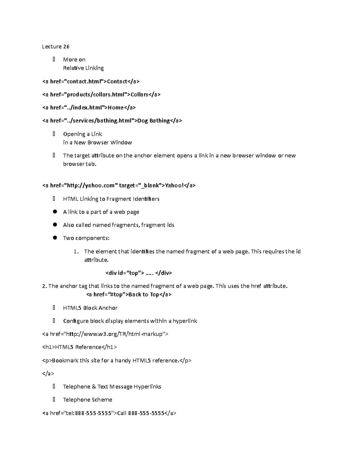 Lecture 26 - Lecture 26 More on Relative Linking