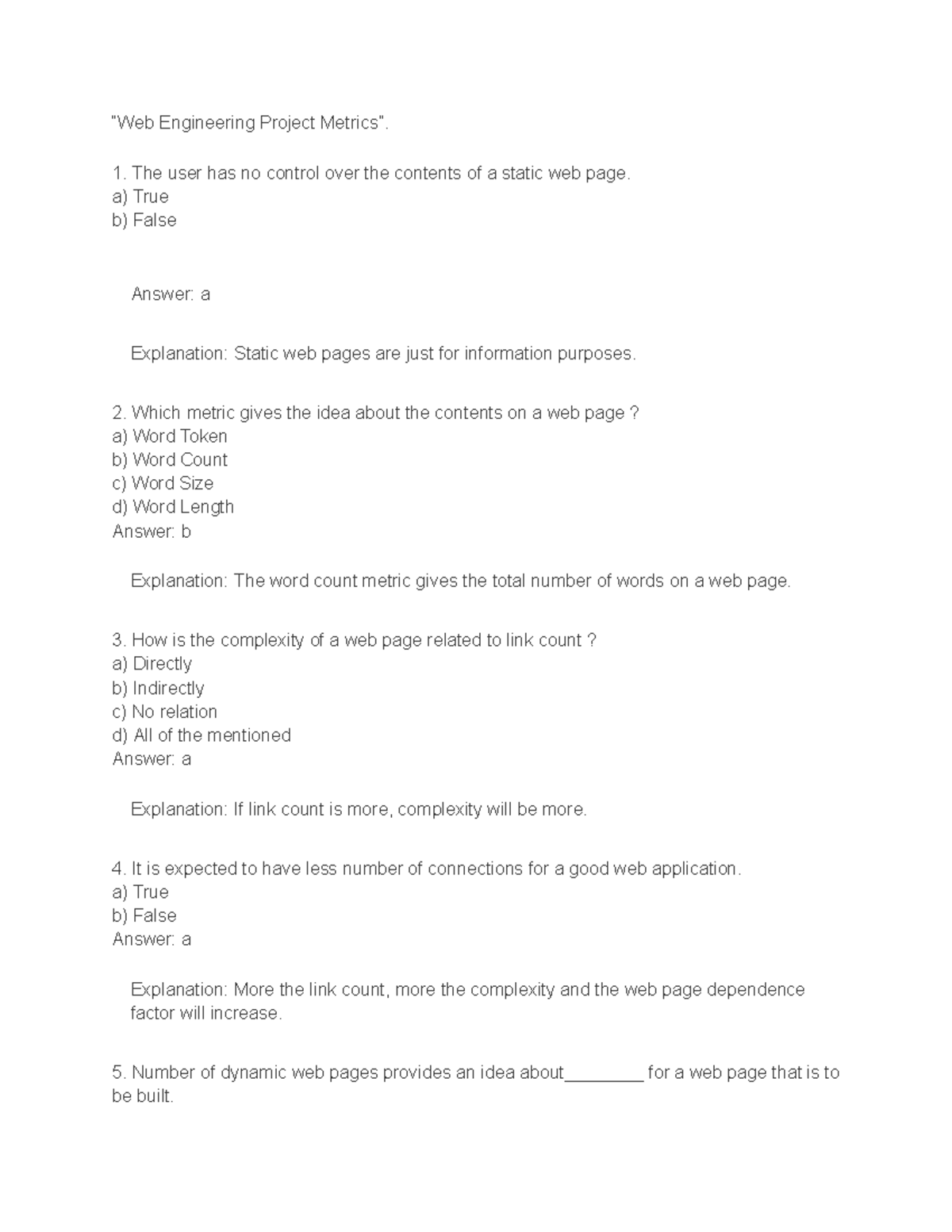 Sotware Engineering (44) - “Web Engineering Project Metrics”. The user ...