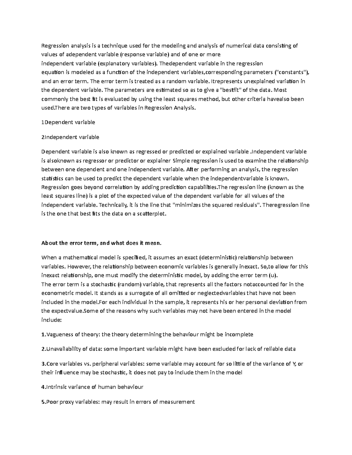 Econometrics - SYLLABUS INCLUDED STUDY MATERIAL - Regression analysis is a technique used for ...