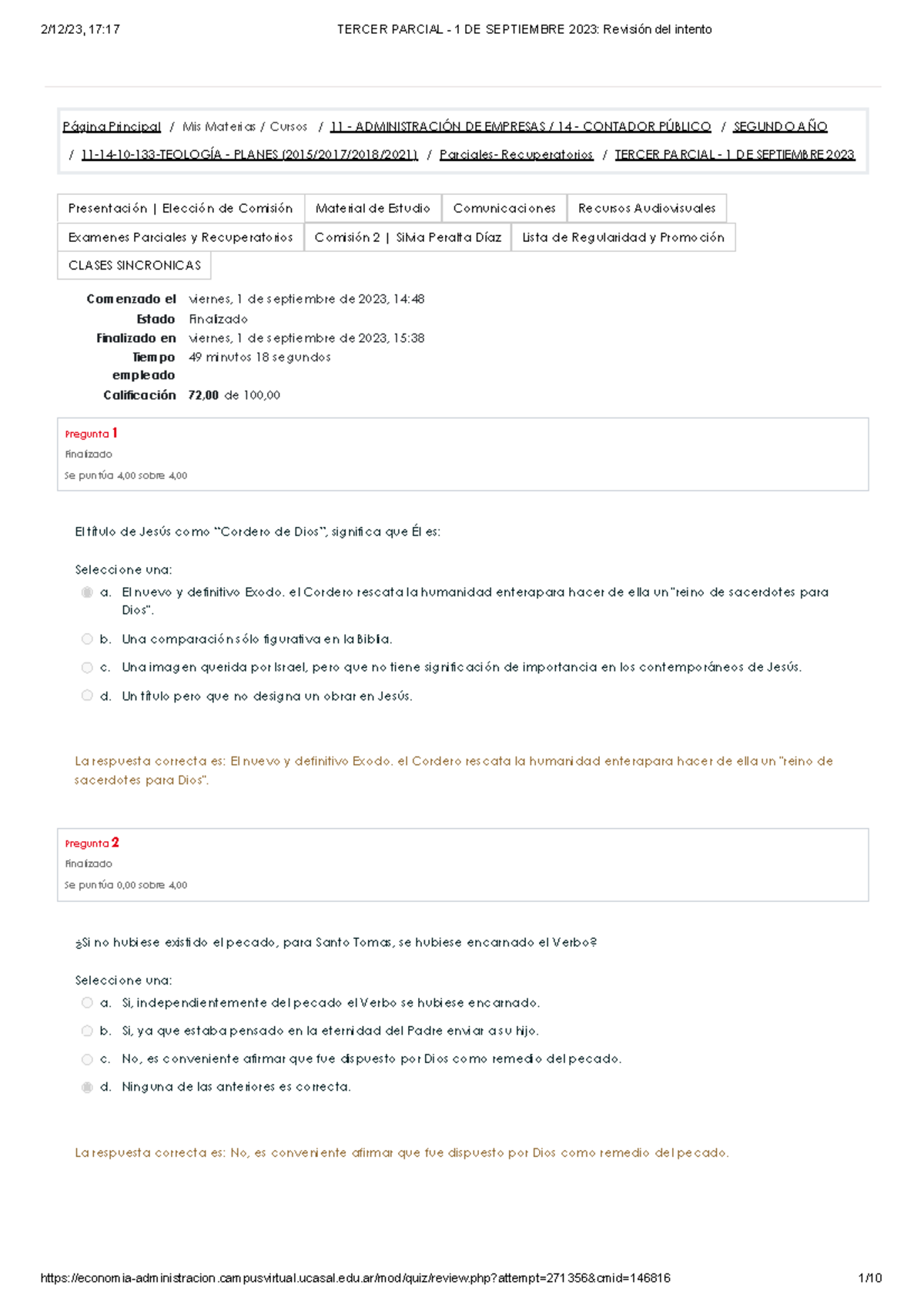 Tercer Parcial - 1 DE Septiembre 2023 Revisión del intento - Página ...