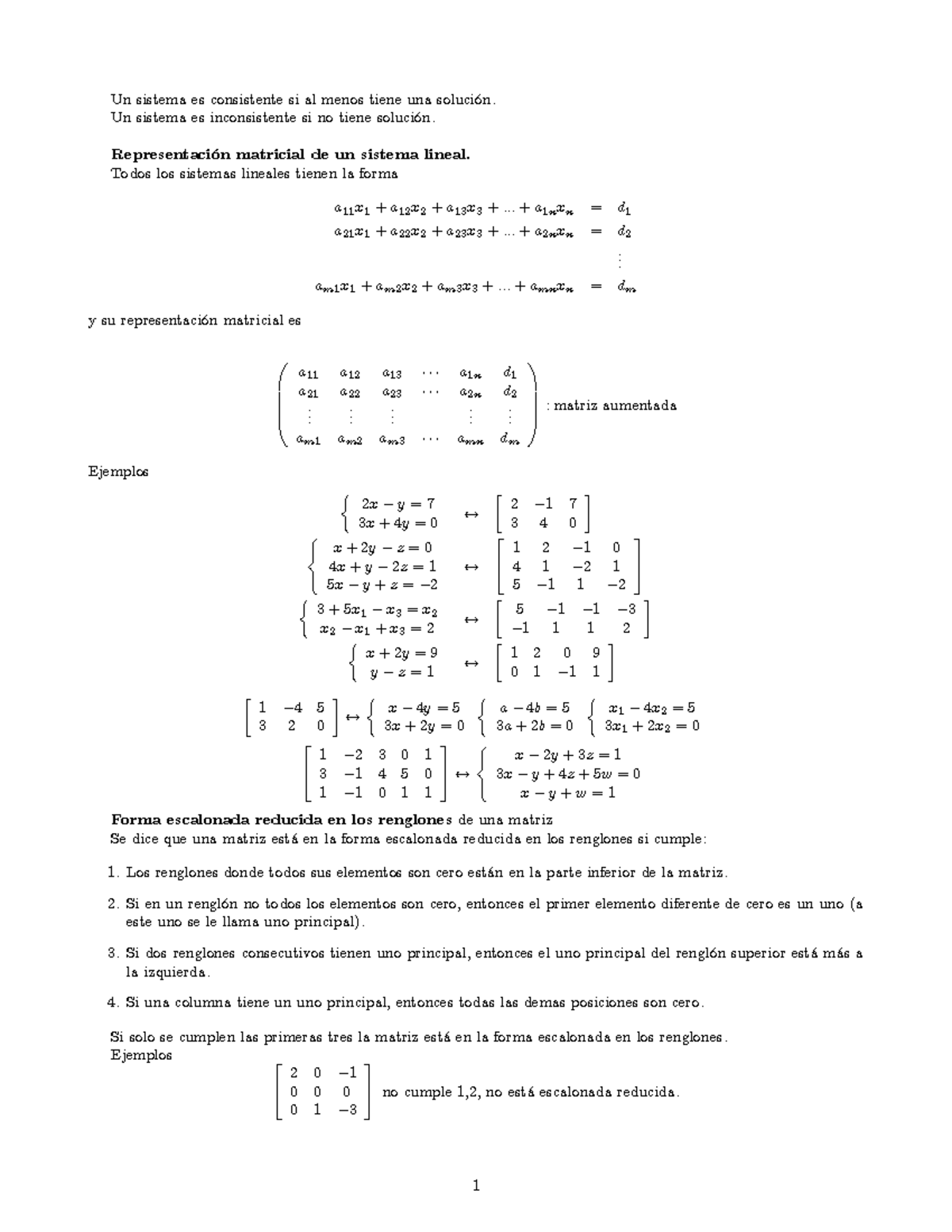 4 08 2020 Algebra Lineal - Un sistema es consistente si al menos tiene ...