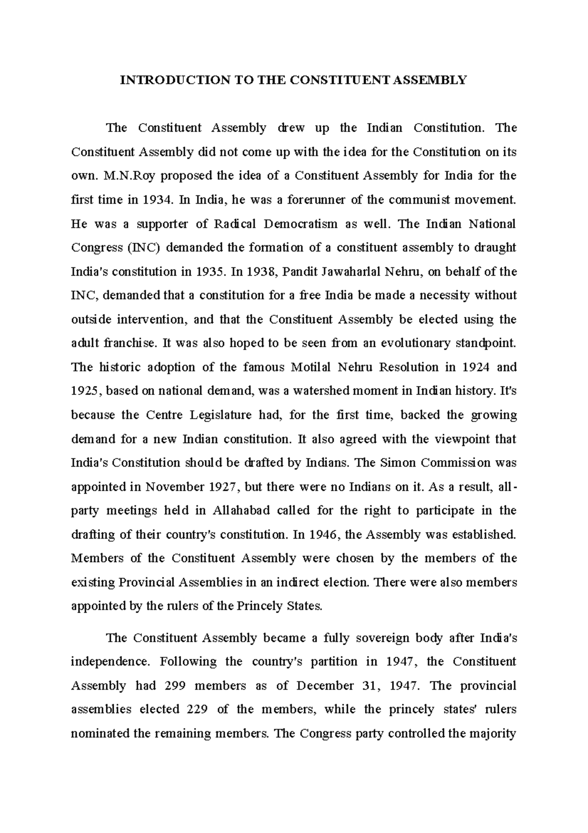 Introduction TO THE Constituent Assembly - INTRODUCTION TO THE ...