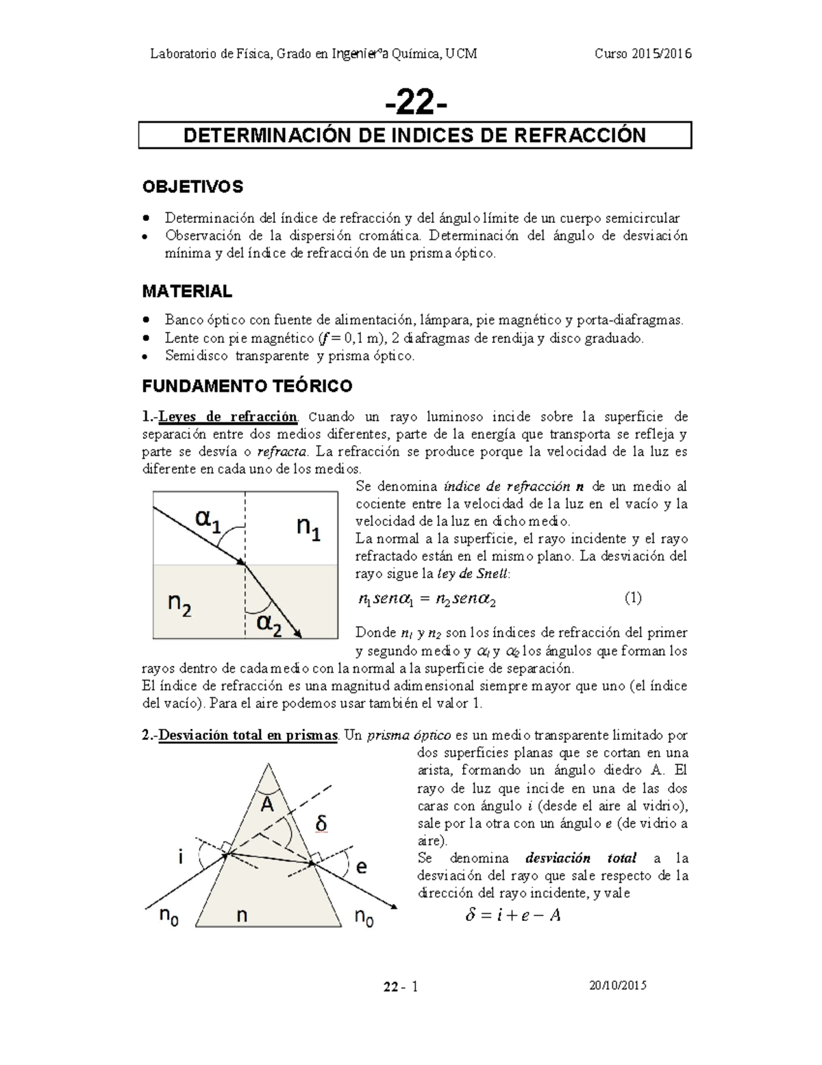 Indices refracción - .kjnknk - Laboratorio de Física, Grado en ...