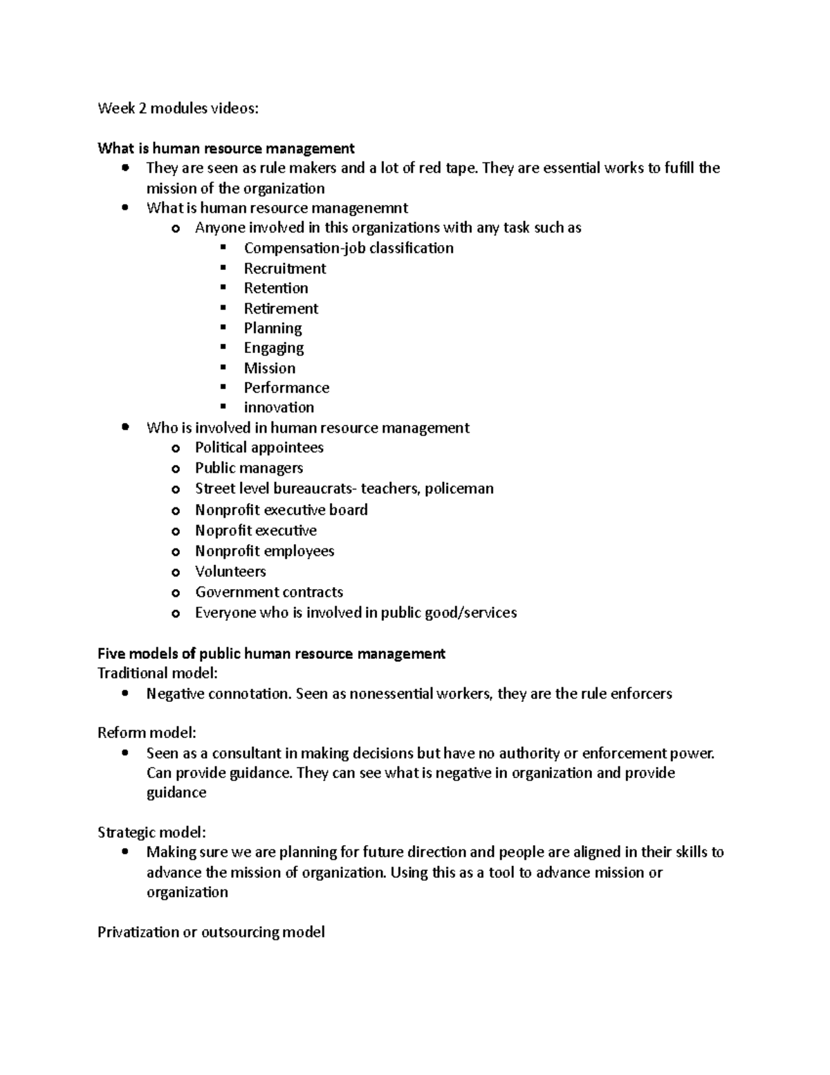 Module notes from lecture - Week 2 modules videos: What is human ...