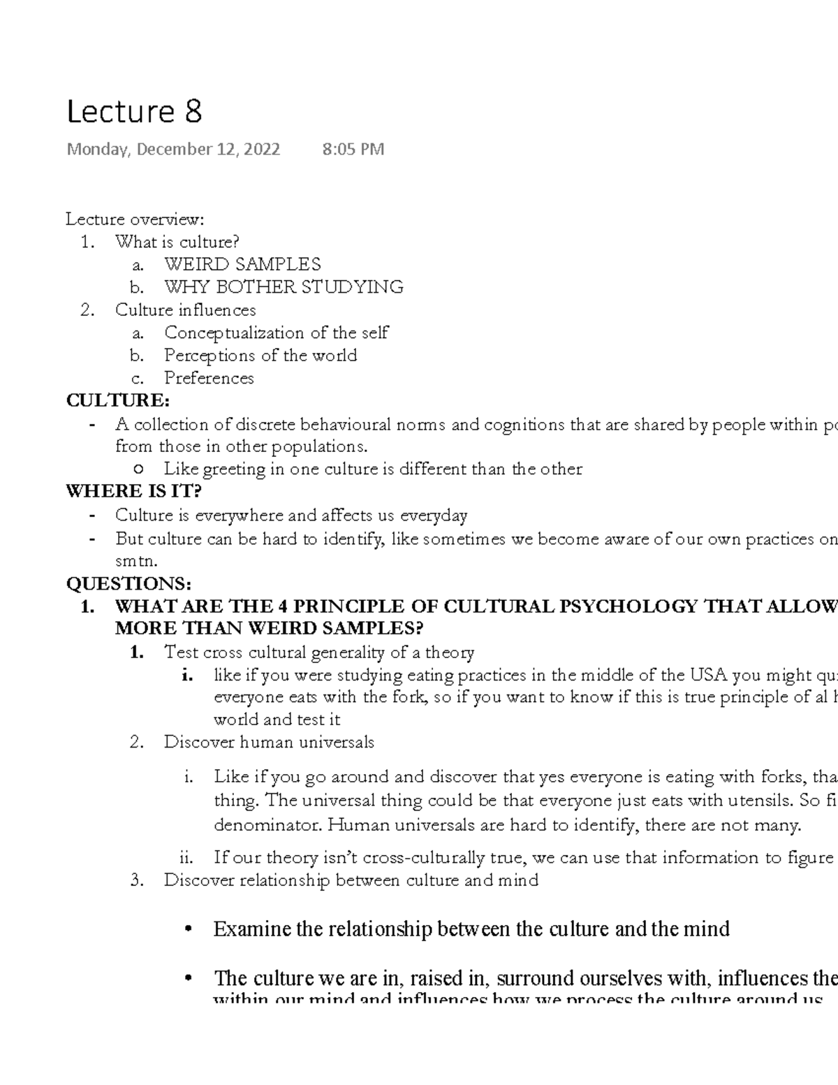 Lecture 8 - Professor: Lara Aknin, Fall 2022 - Lecture overview: What ...