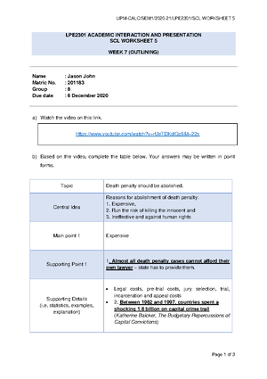 LPE2301 SCL Worksheet 6 SEM1 - UPM-CALC/SEM1/2020-21/LPE2301/SCL WORKSHEET 6 LPE2301 ACADEMIC ...