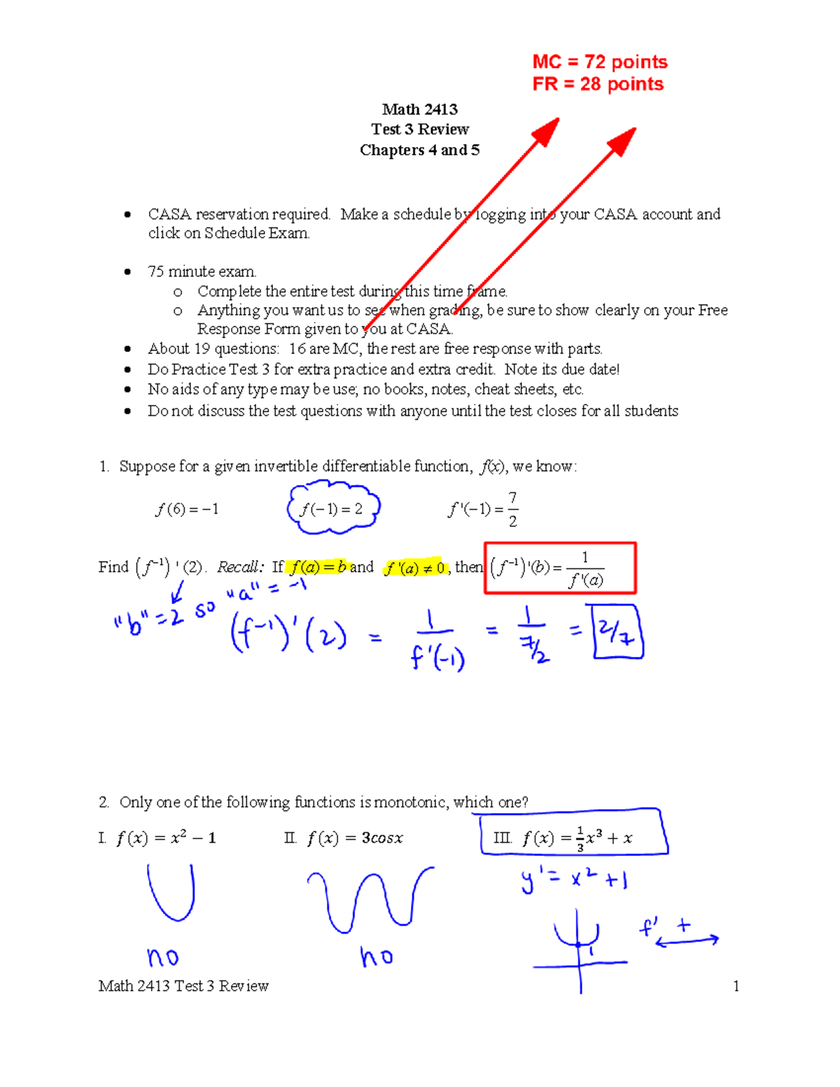 Math2413Test3Review S 23Solutions - Math 2413 Test 3 Review Chapters 4 ...