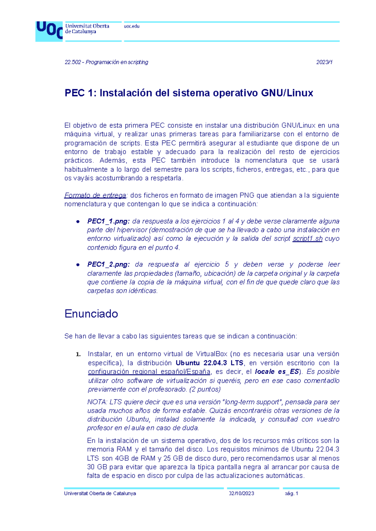 PEC1 2023 2024 s1 - 22 - Programación en scripting 2023/ PEC 1: Instalación del sistema ...
