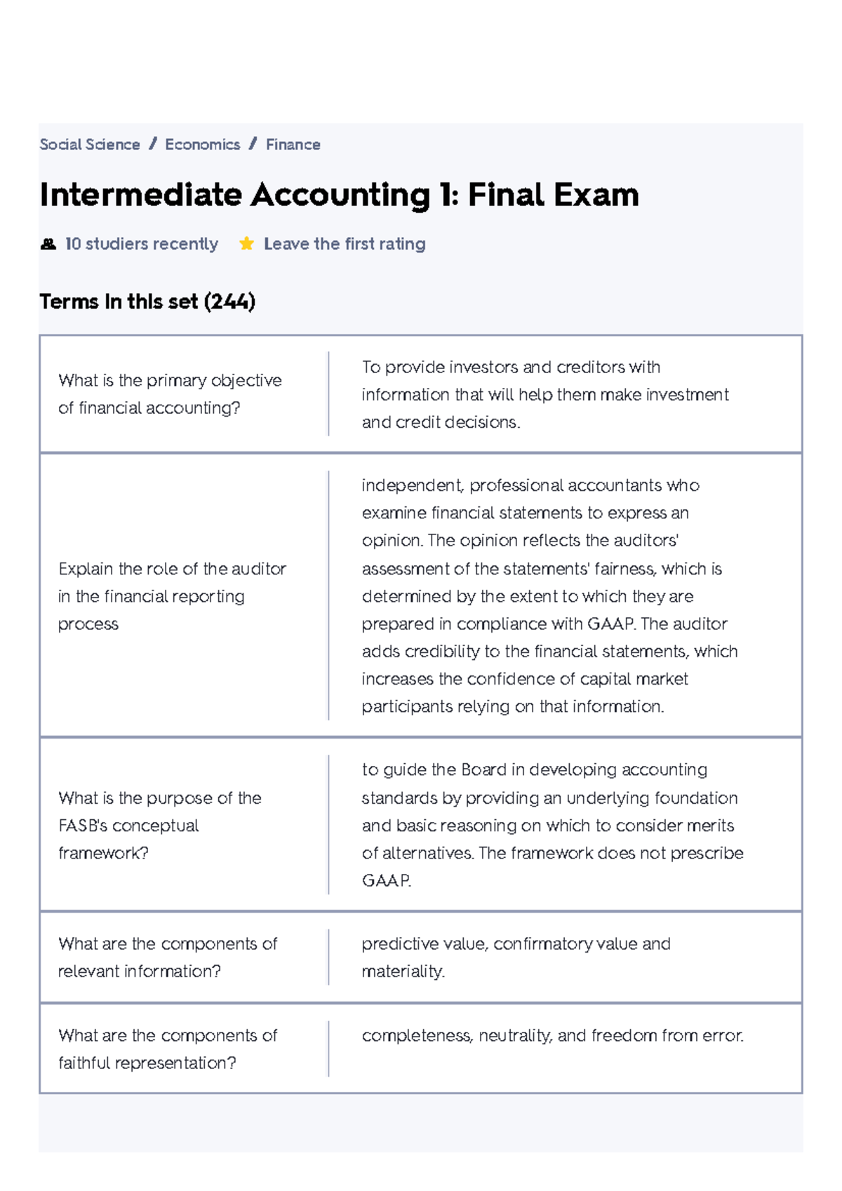 Intermediate Accounting 1 Final Exam Flashcards - Intermediate ...