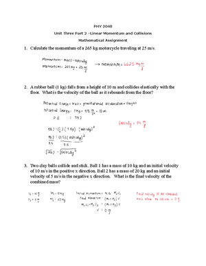 Unit 2 Part 1 assignment - PHY 2048 Unit Two Part One – Kinematics ...