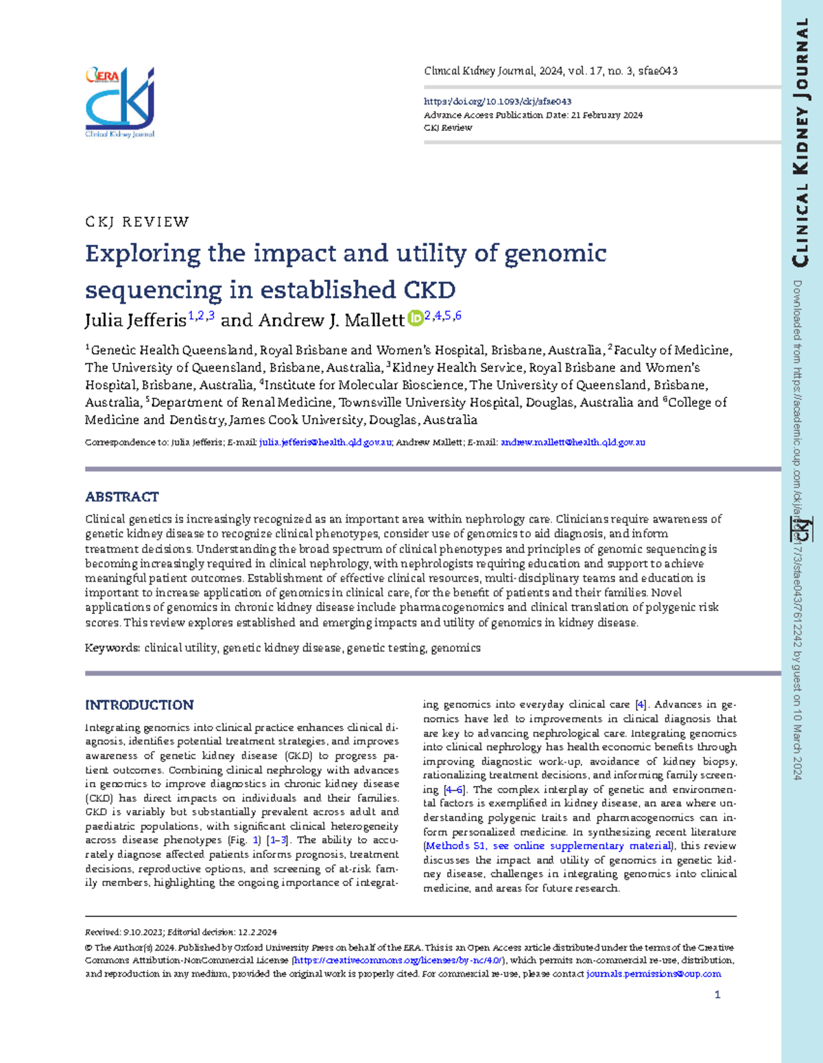 Exploring the impact and utility of genomic sequencing in established ...