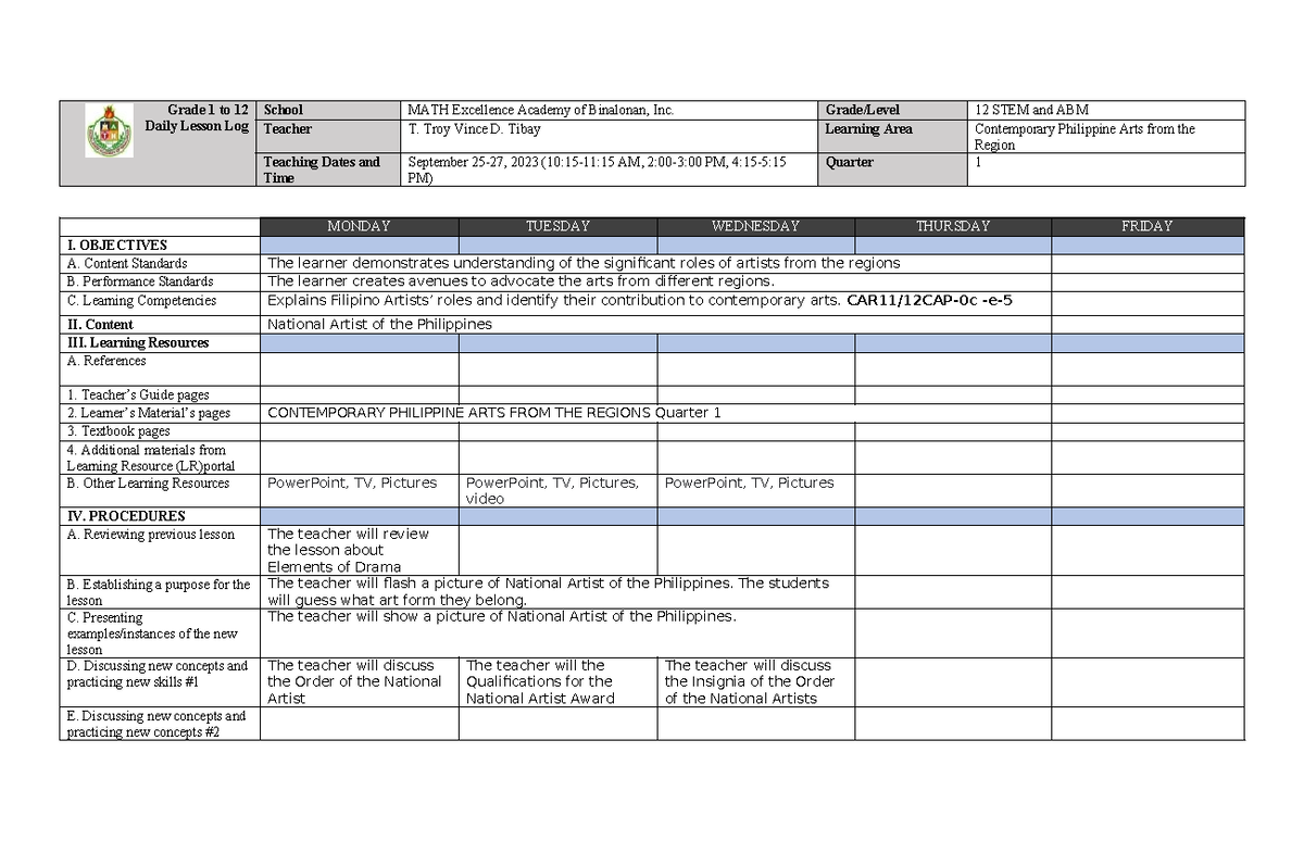 Q1 W4 Contemporary Philippine Arts from the Region - Grade 1 to 12 ...