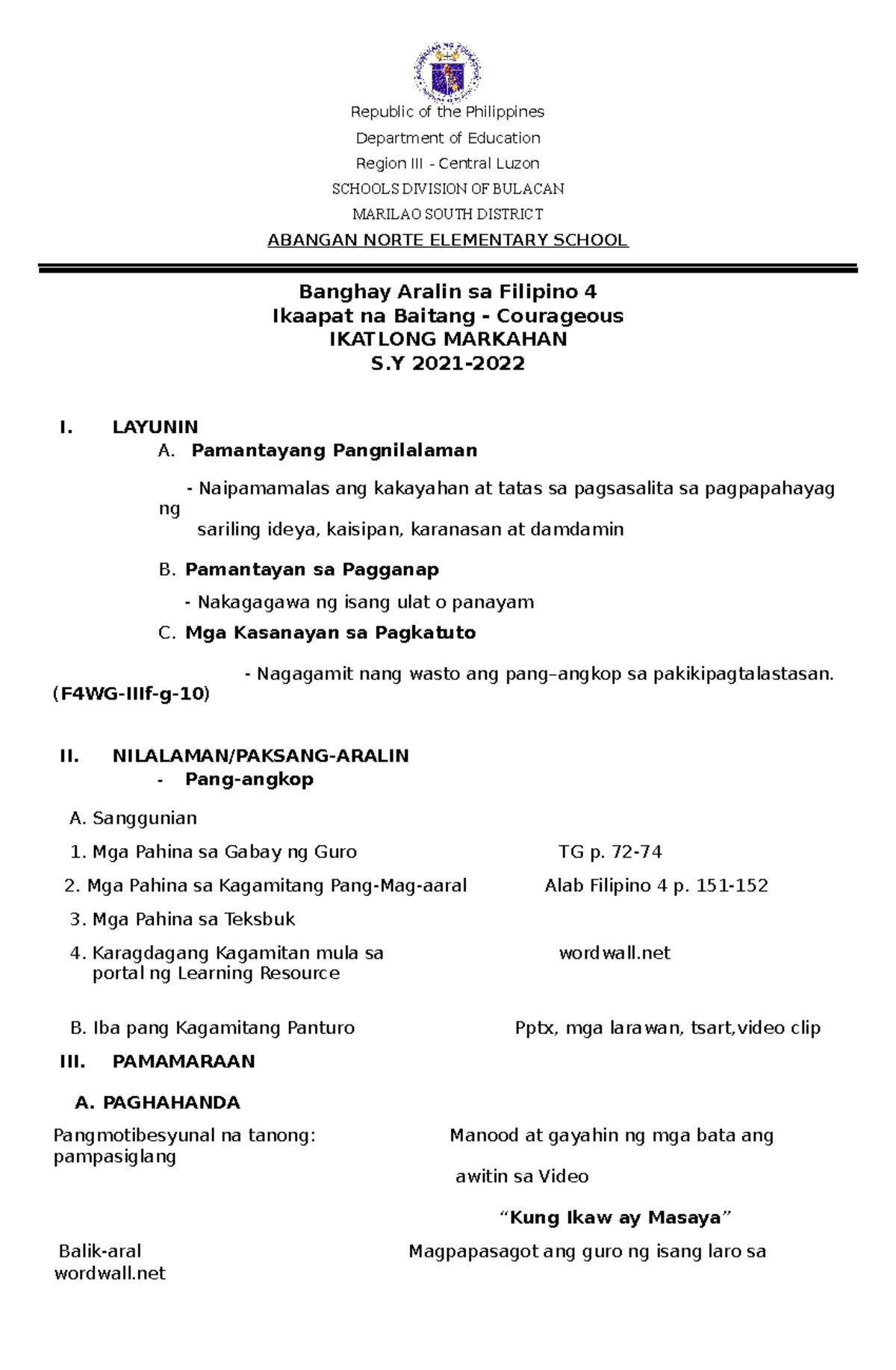 CO 2 PANG Angkop - For Classroom oberservation - Republic of the ...