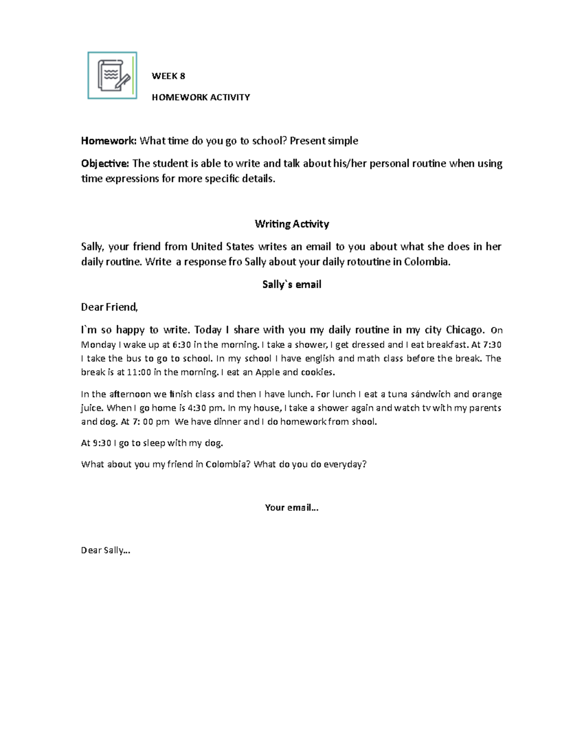 WEEK 8 Actividad Ingles 4 WEEK 8 HOMEWORK ACTIVITY Homework What