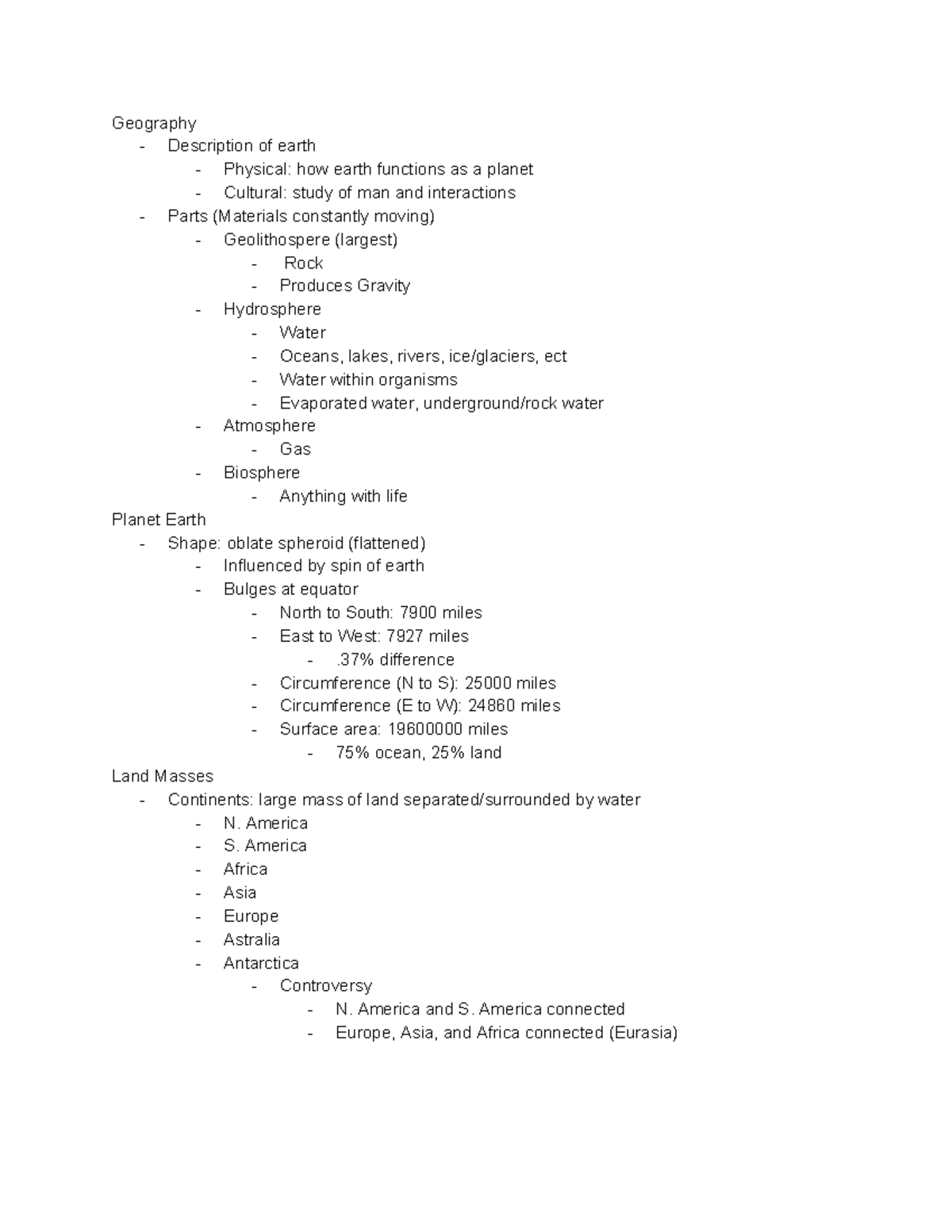 Geography notes 8 26-9 13 - Geography - Description of earth - Physical ...