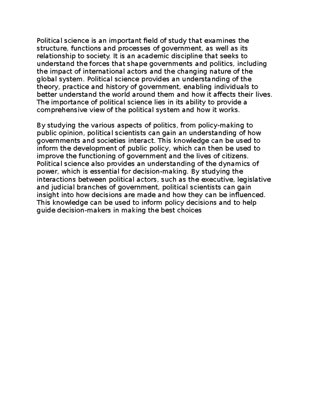 Intro to Politics within orders pt2 - Political science is an important ...
