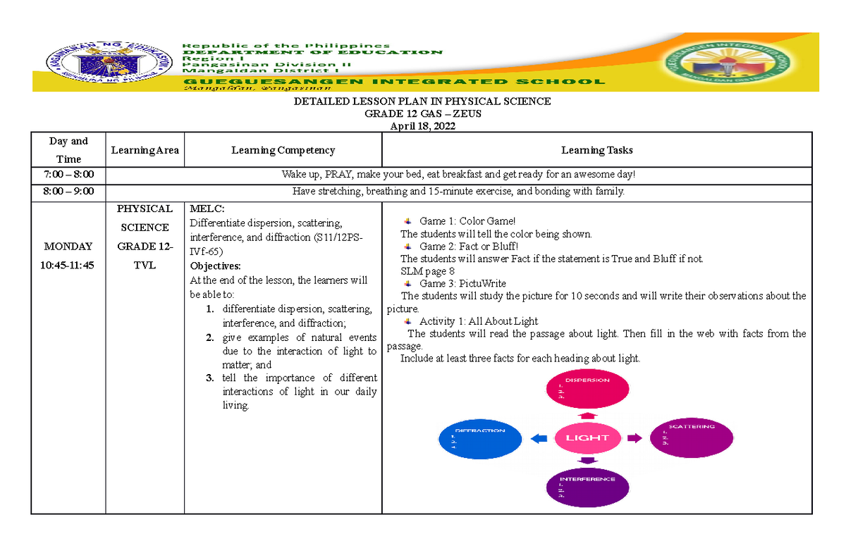 DLP IN Physical Sciencecot 2-2021-2022 - DETAILED LESSON PLAN IN ...