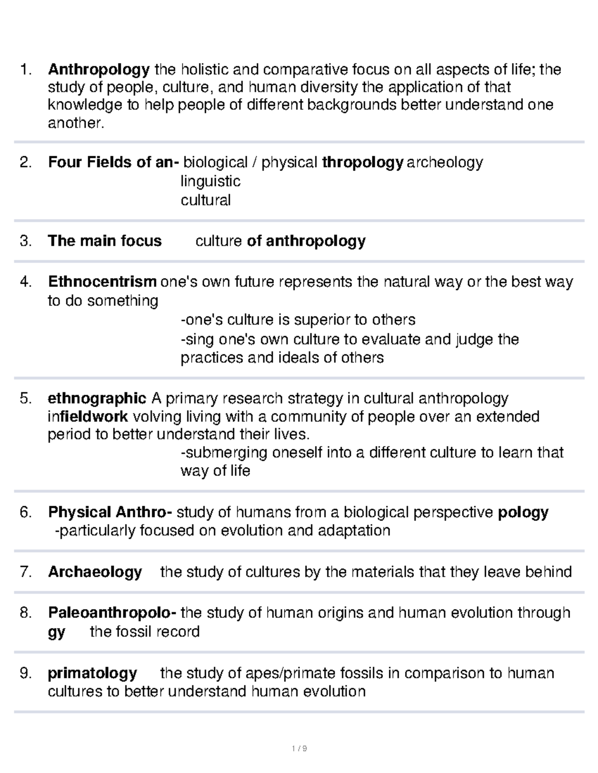 Anthropology notes taking 2 - Anthropology the holistic and comparative ...