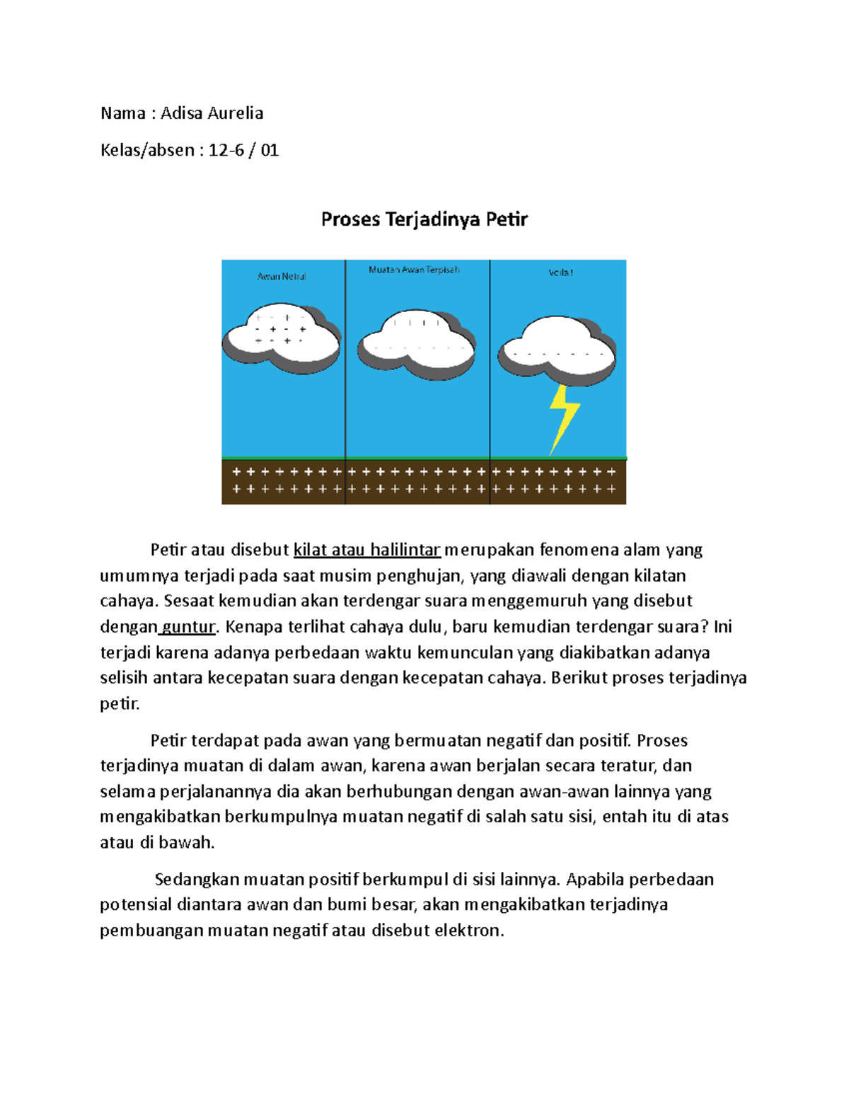 Petir - Nama : Adisa Aurelia Kelas/absen : 12-6 / 01 Proses Terjadinya ...