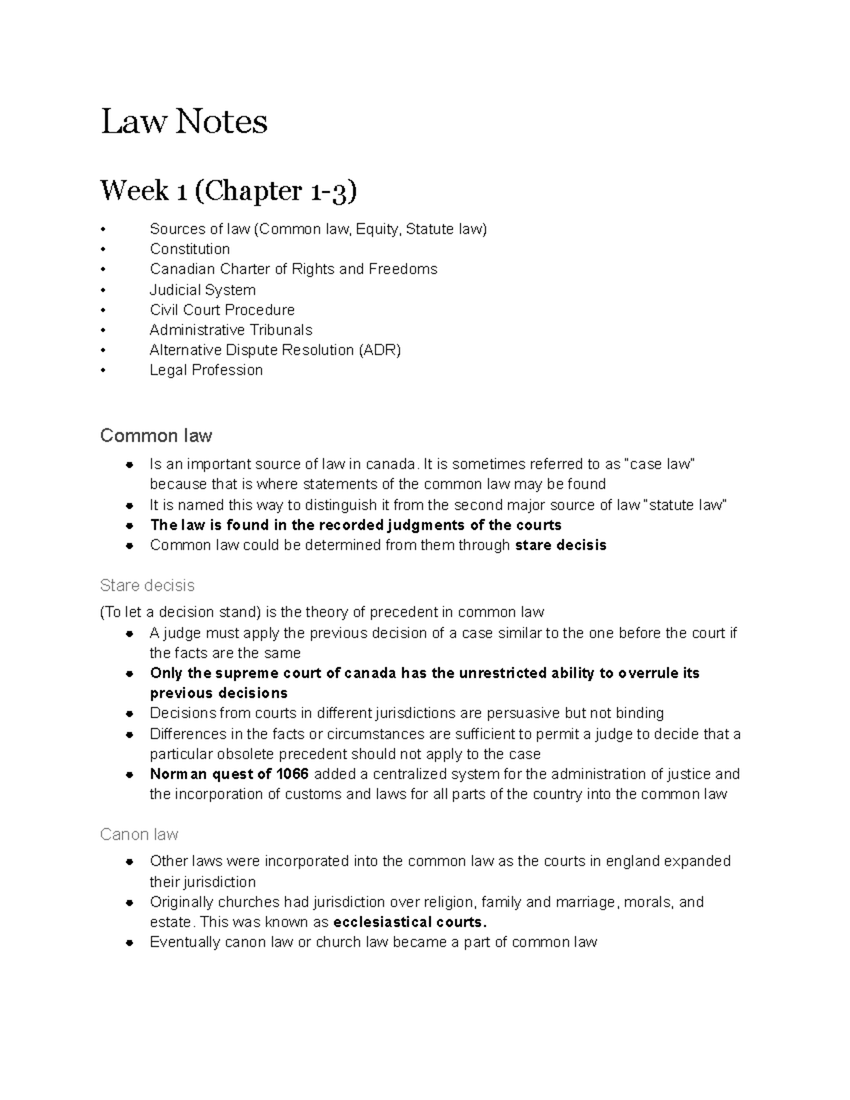 Law Notes - Google Docs - Law Notes Week 1 (Chapter 1-3) • Sources of ...