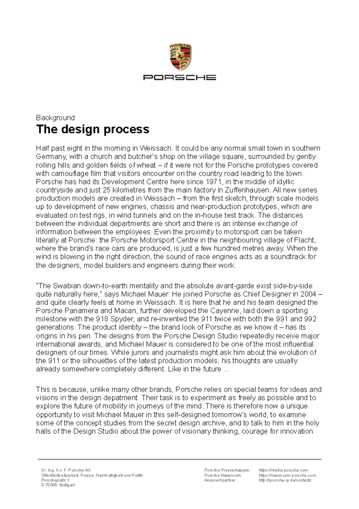 The-design-process - El processo de diseño de Porsche - Background The ...