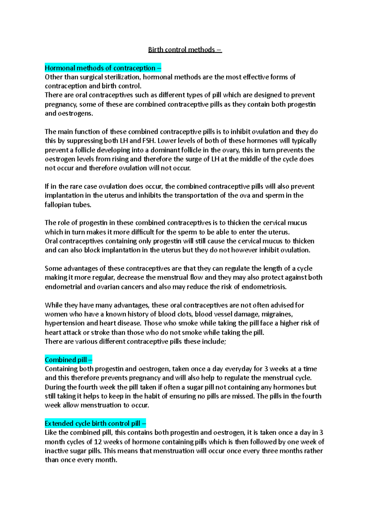 Birth control methods - Principles of Anatomy and Physiology - Birth ...