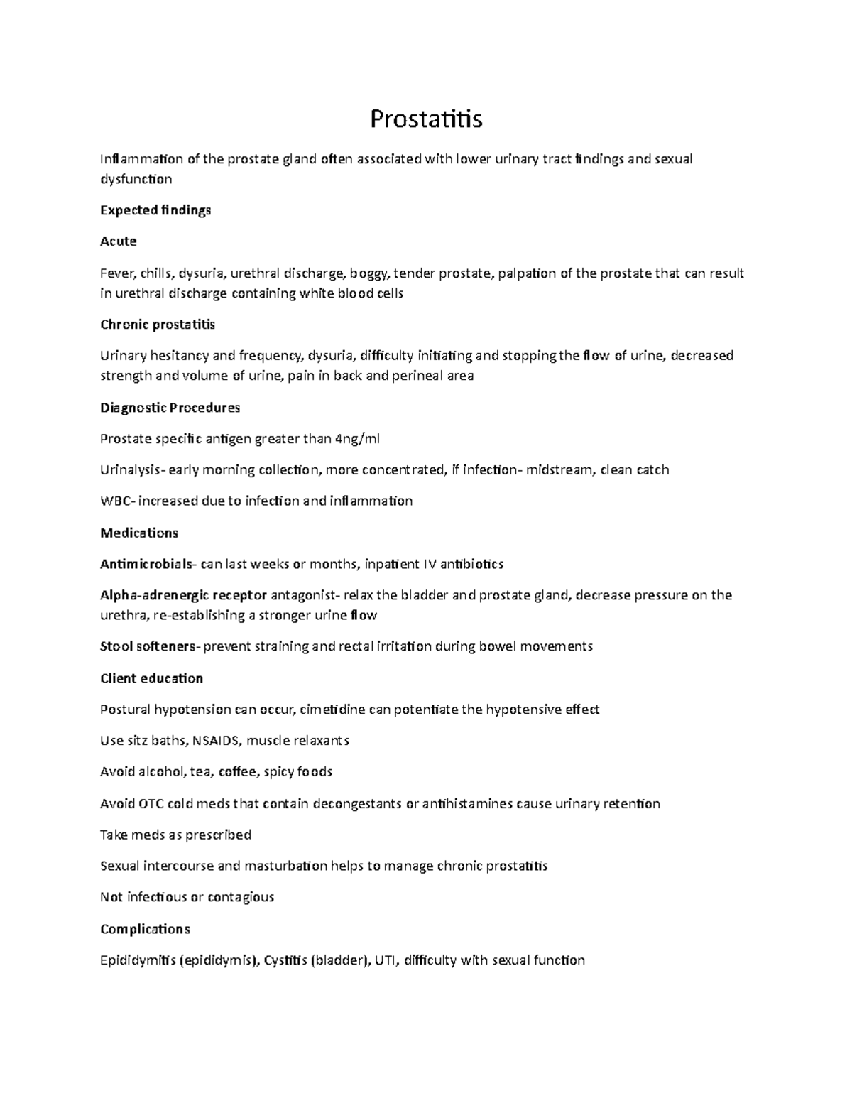 Prostatitis - Prostatitis Inflammation of the prostate gland often ...