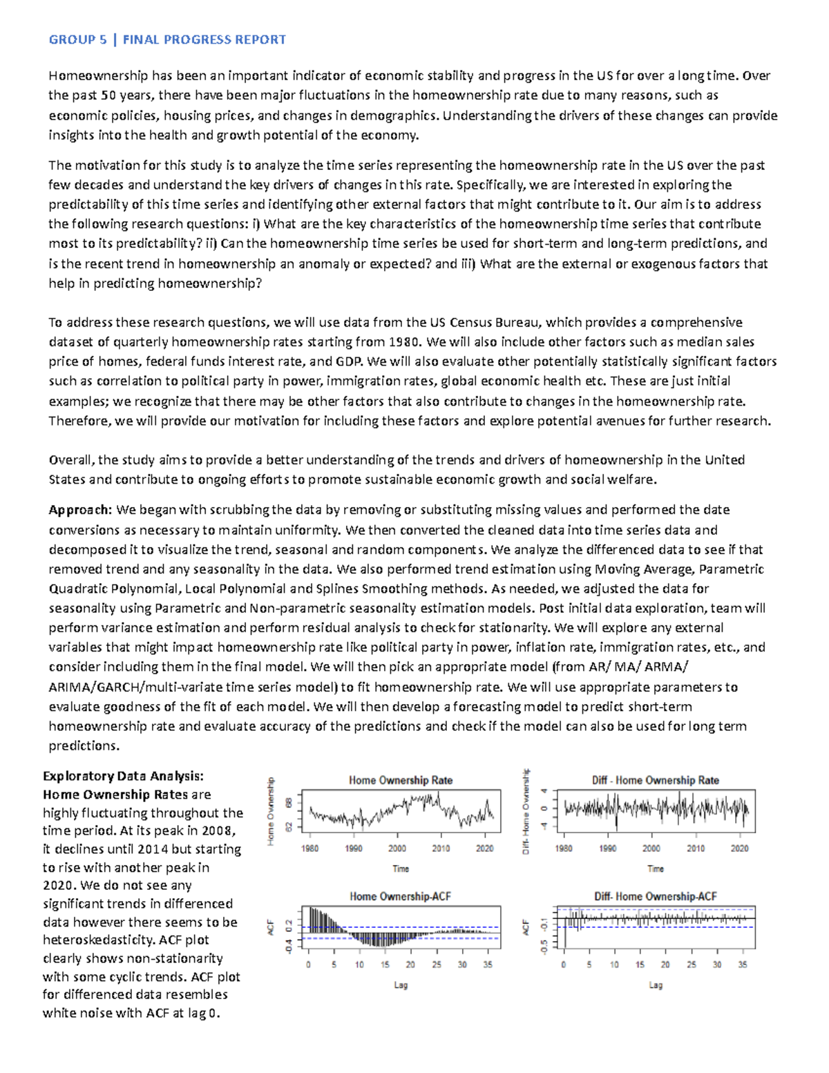 Group 5 Final Project Progress Report - GROUP 5 | FINAL PROGRESS REPORT Homeownership has been ...