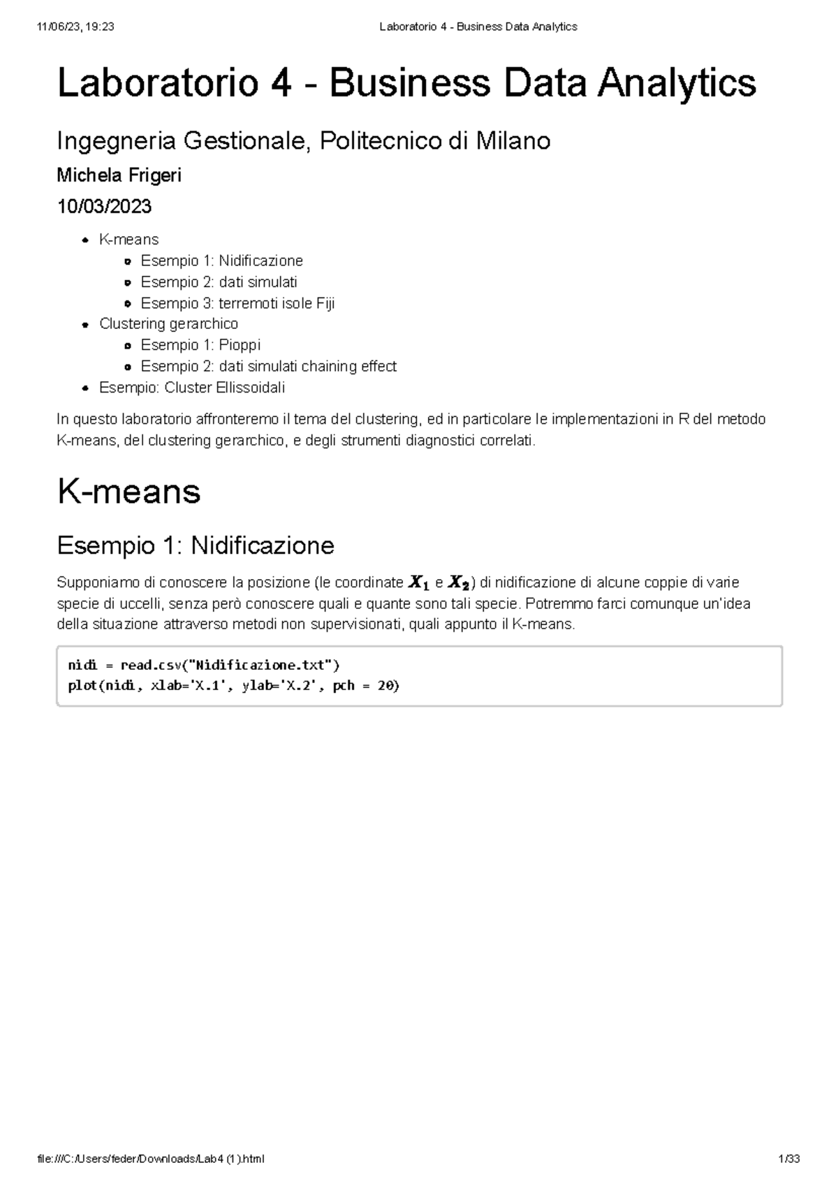 Laboratorio 4 - Business Data Analytics - Laboratorio 4 - Business Data Analytics Ingegneria ...