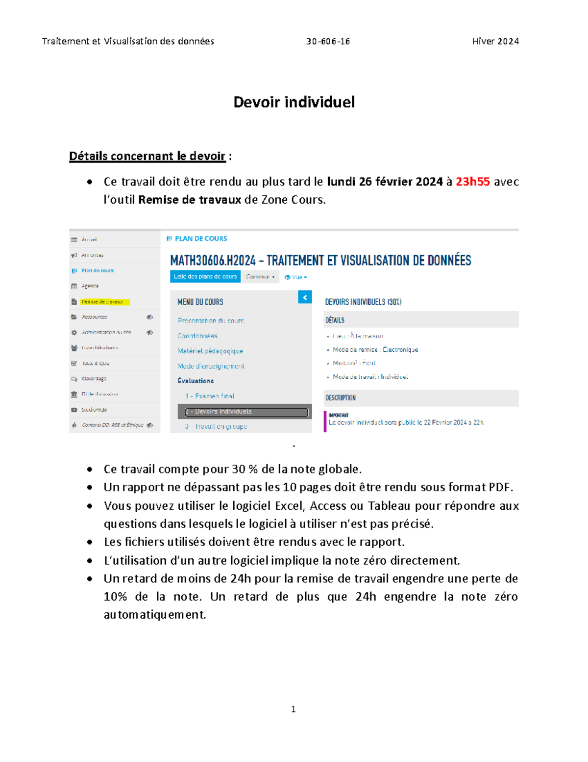Devoir Individuel H2024 - Devoir individuel Détails concernant le devoir : - Ce travail doit ...