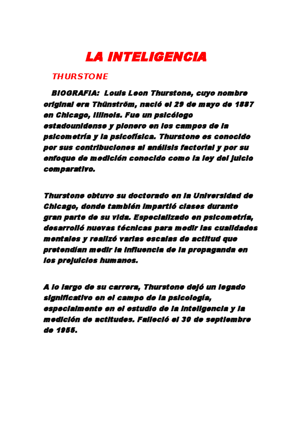 LA Inteligencia - LA INTELIGENCIA THURSTONE BIOGRAFIA: Louis Leon ...