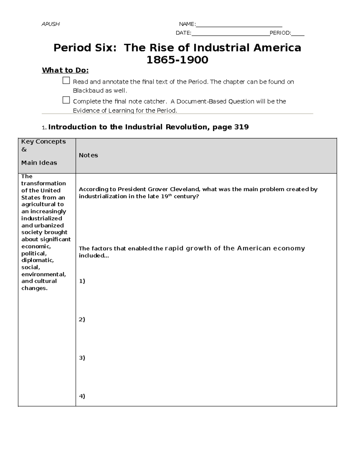 Perioid Six The Riseof Industrial America - DATE ...