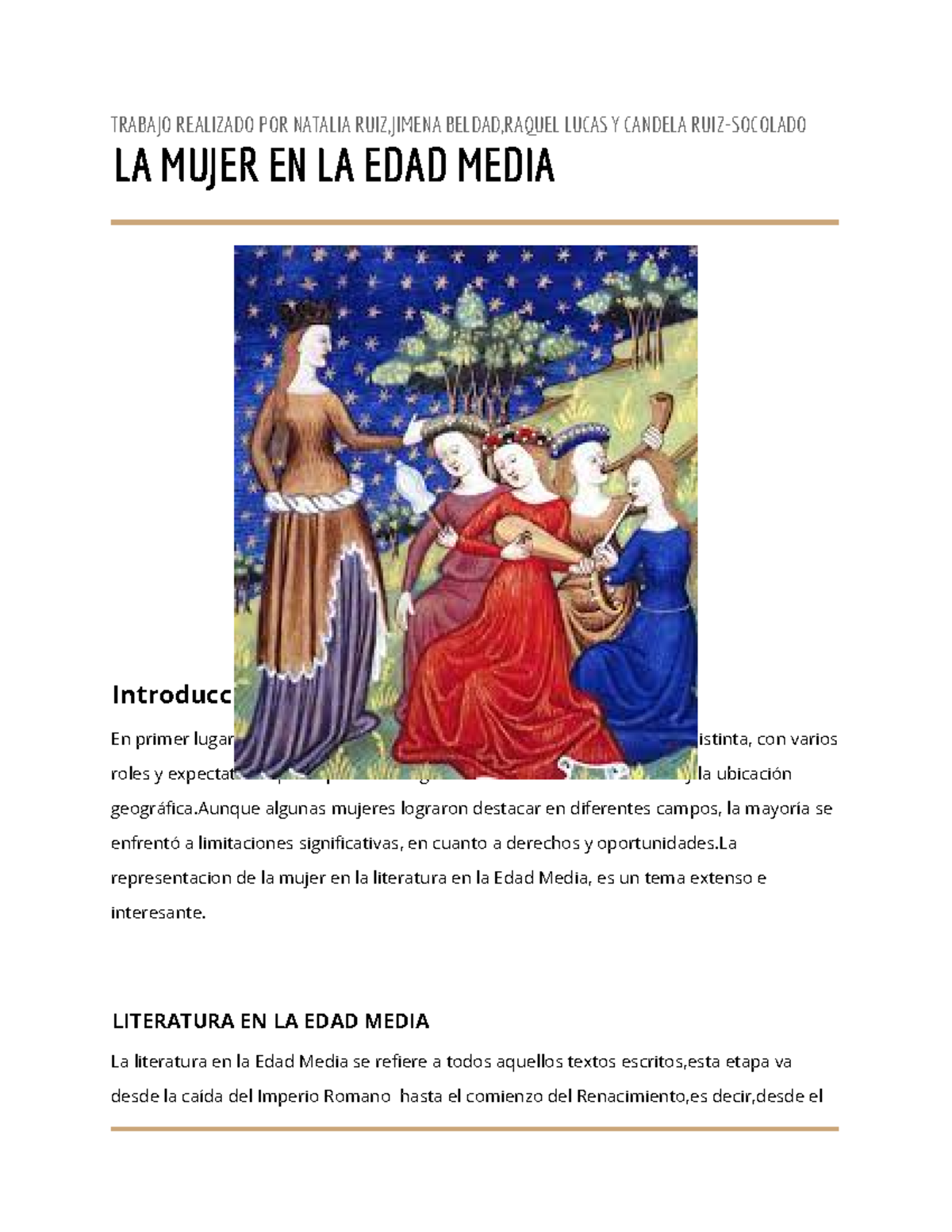 Mujer en la edad media - TRABAJO REALIZADO POR NATALIA RUIZ,JIMENA ...