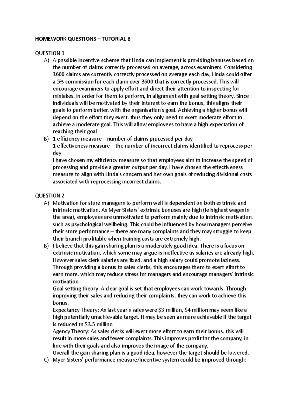 Acct2522 topic 8 tute qs - HOMEWORK QUESTIONS – TUTORIAL 8 QUESTION 1 A ...