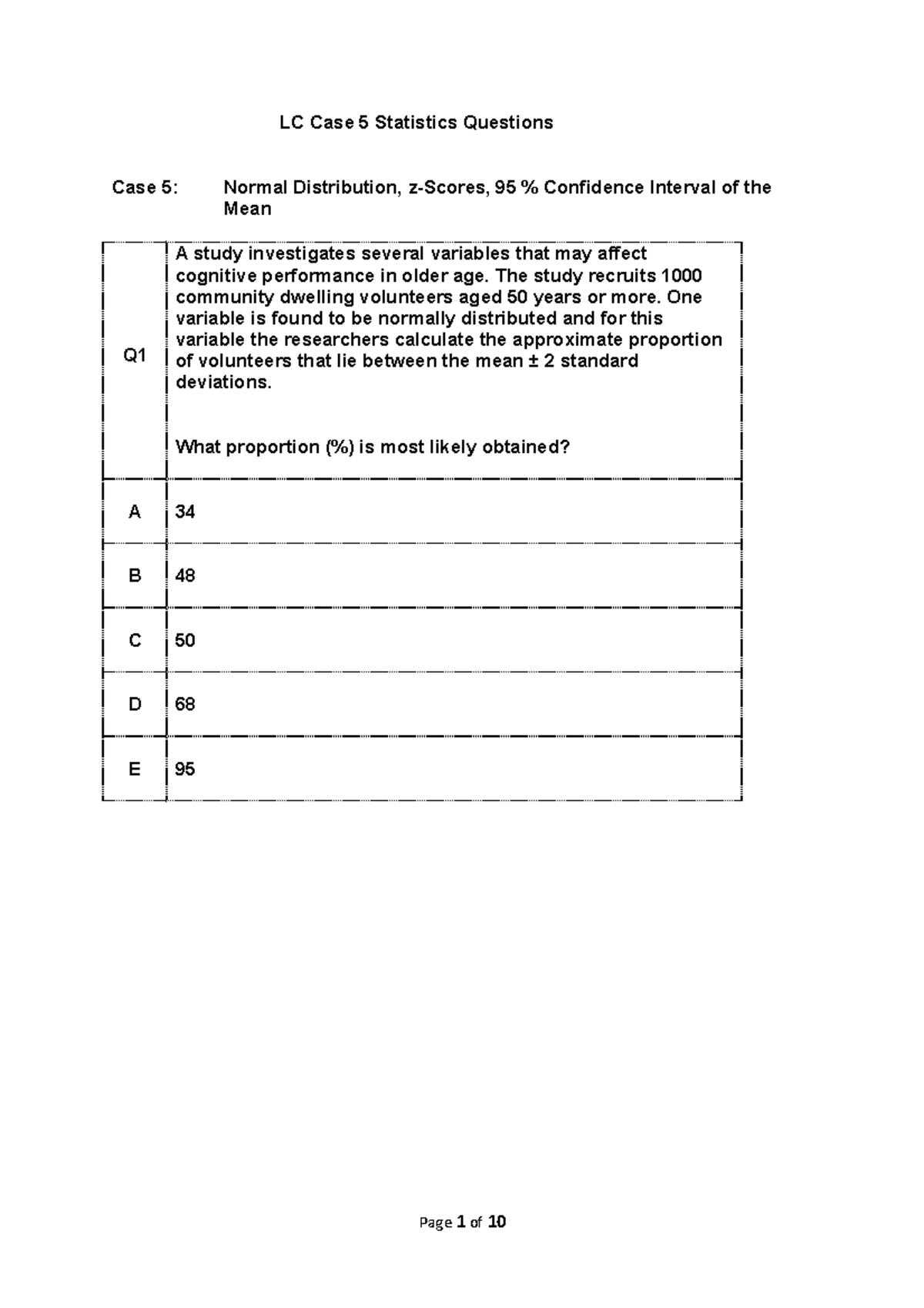 New LC Case 5 Statistics Questions - LC Case 5 Statistics Questions ...