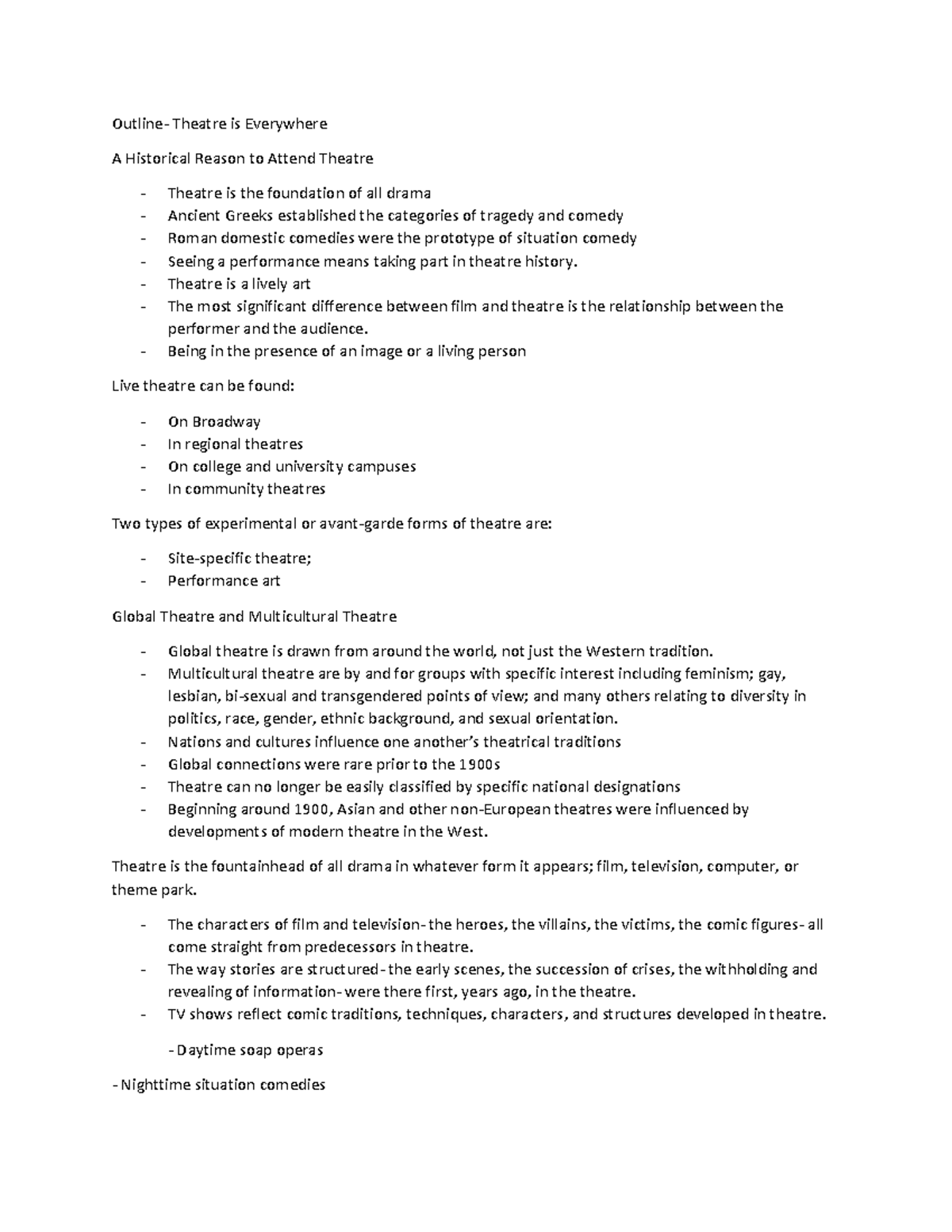 Theatre is Everywhere ol - Outline- Theatre is Everywhere A Historical ...