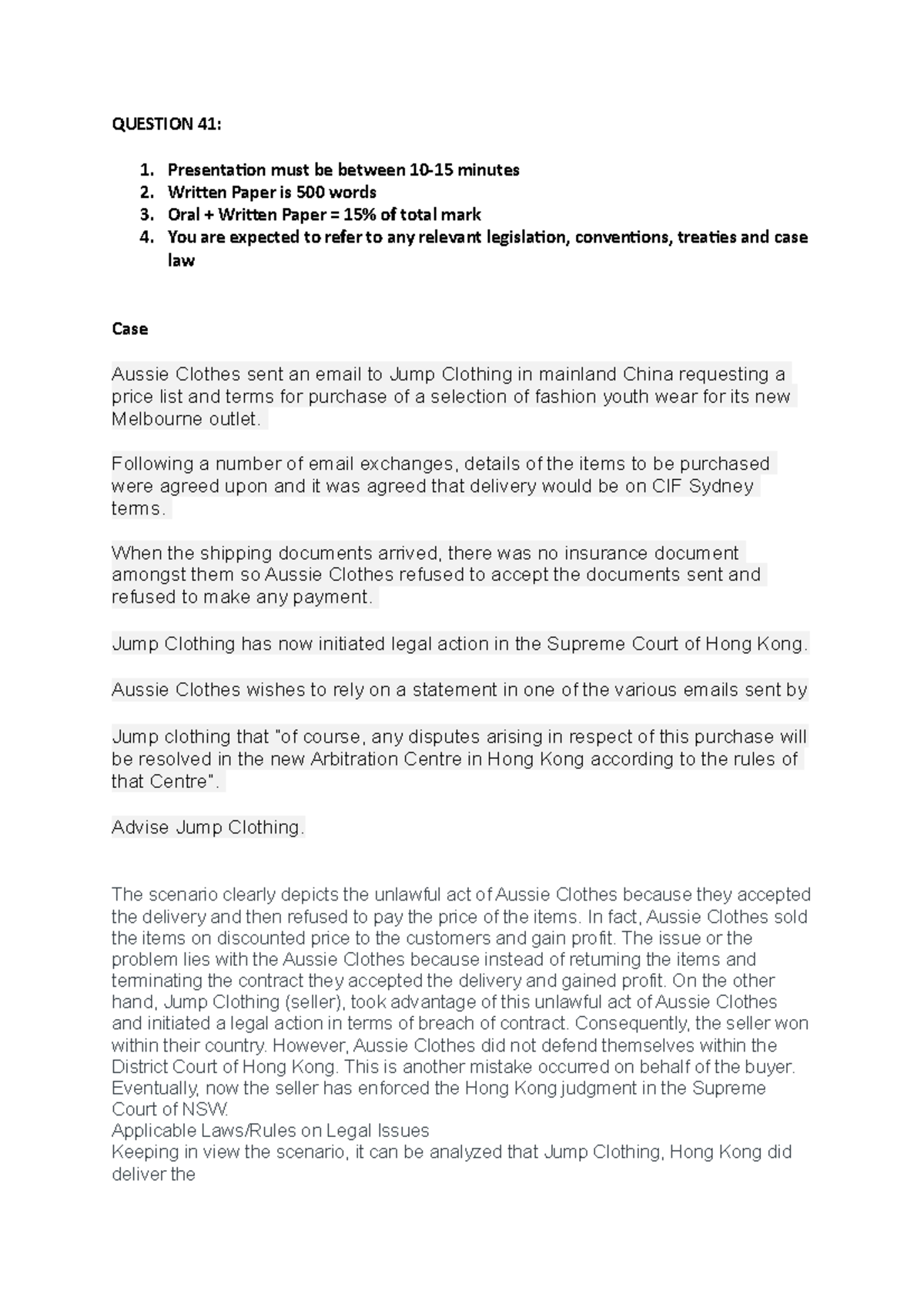 Question 41 - Sample Assignment - QUESTION 41: Presentation must be ...