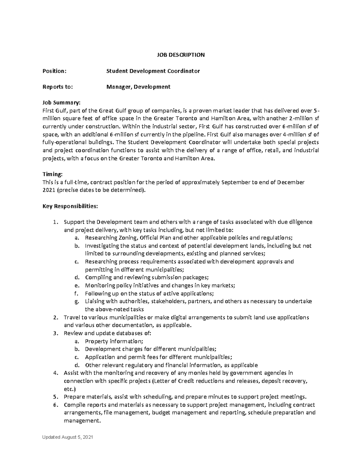 2021-08-05 Job Description - Student Development Coordinator - Updated ...