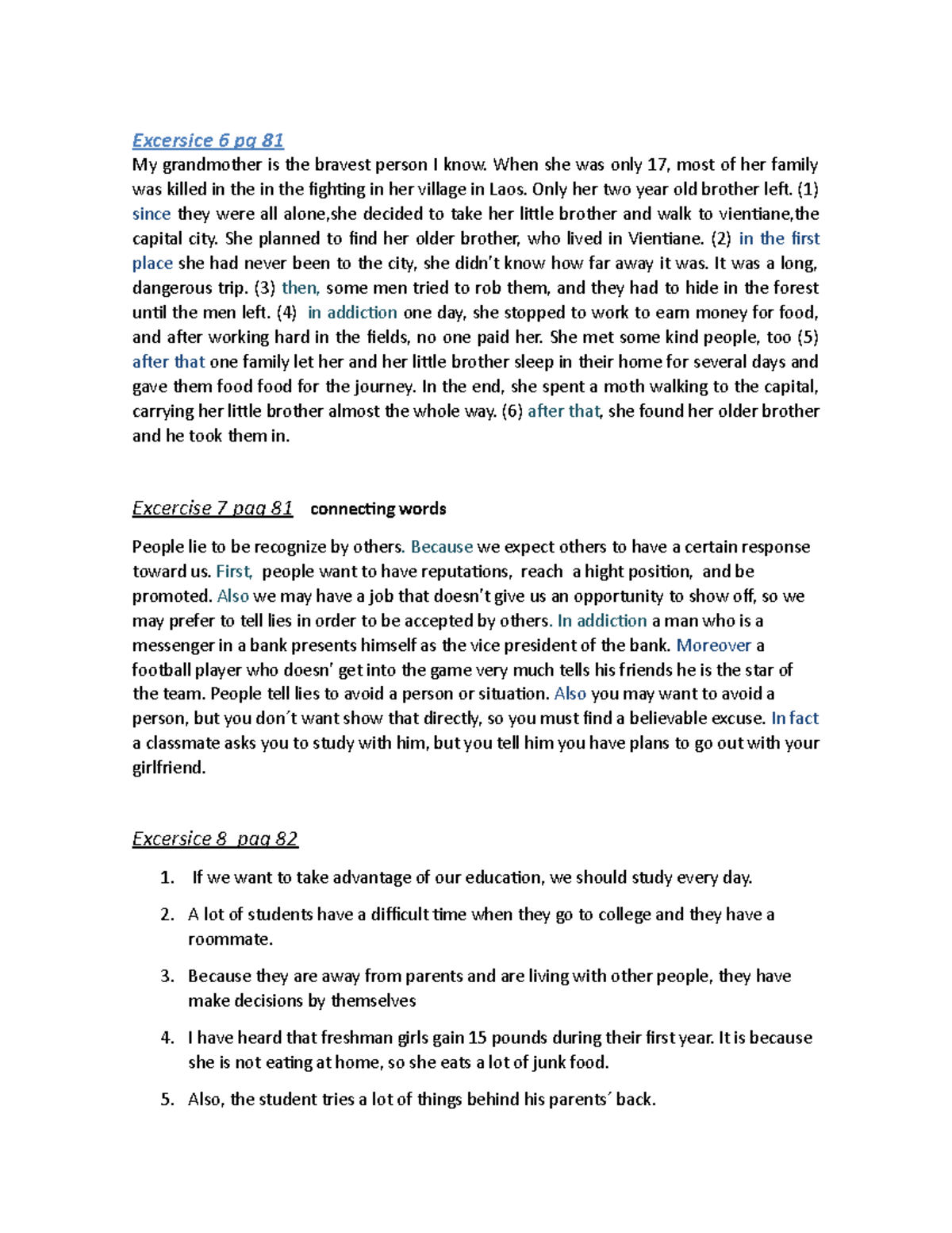 Editing UNIT FOUR - there are some exercises to practice your writing ...