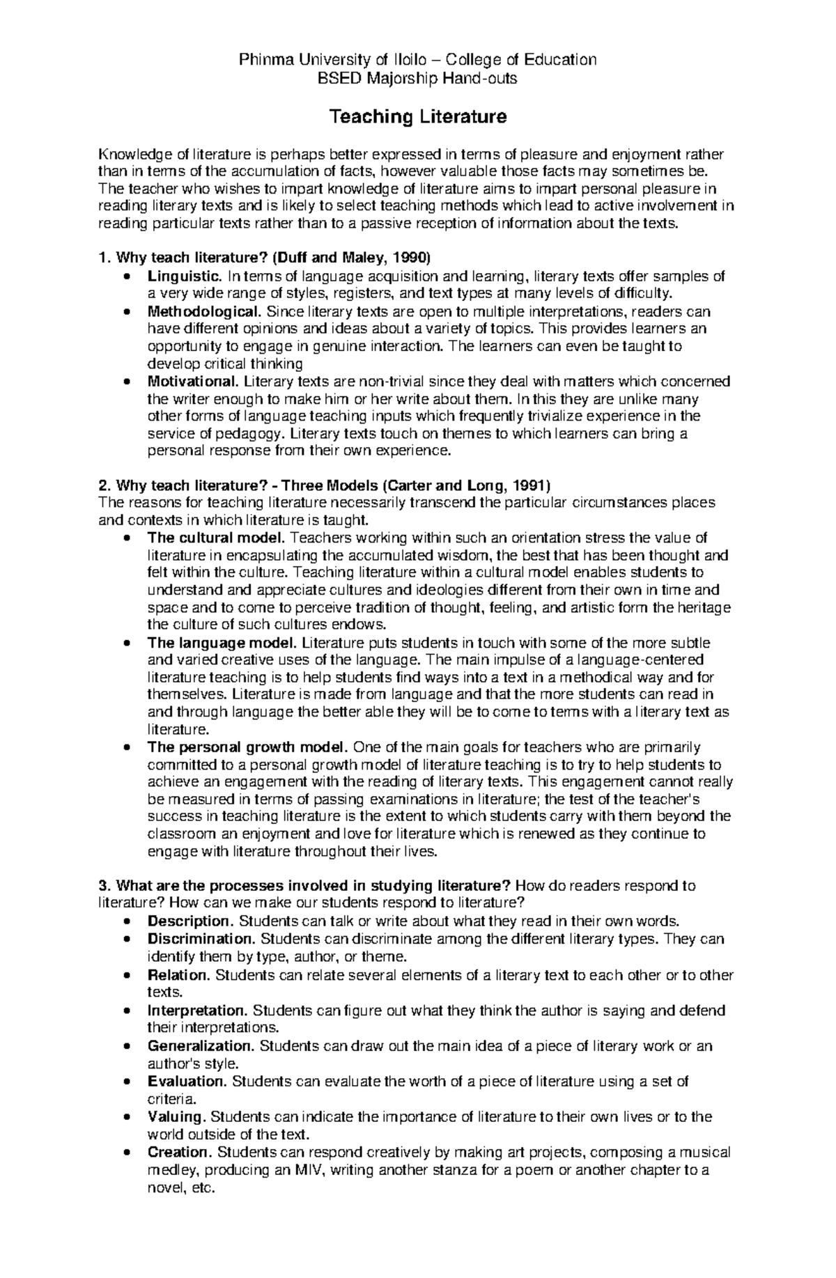 5-Teaching-Literature - Phinma University of Iloilo – College of ...