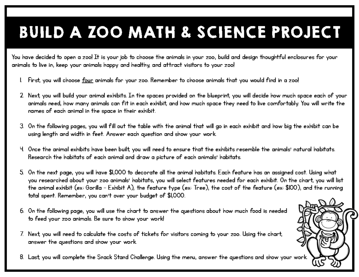 Build A Zoo Math & Science Project - BUILD A ZOO MATH & SCIENCE PROJECT ...