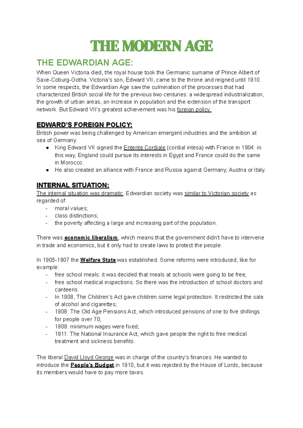 THE Modern AGE English - Appunti precisi di letteratura inglese - THE ...