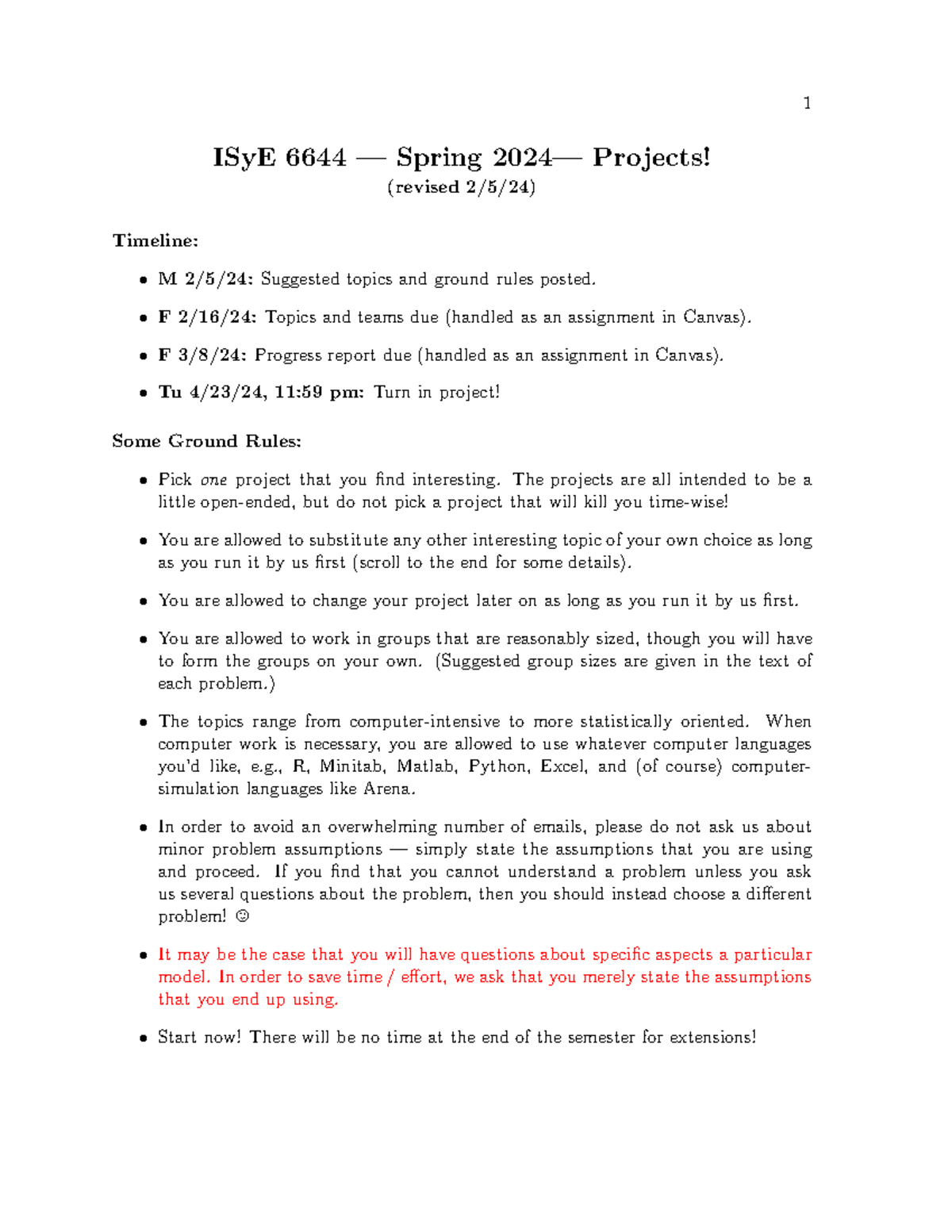 6644 projects 2024 spring - ISyE 6644 — Spring 2024— Projects! (revised ...