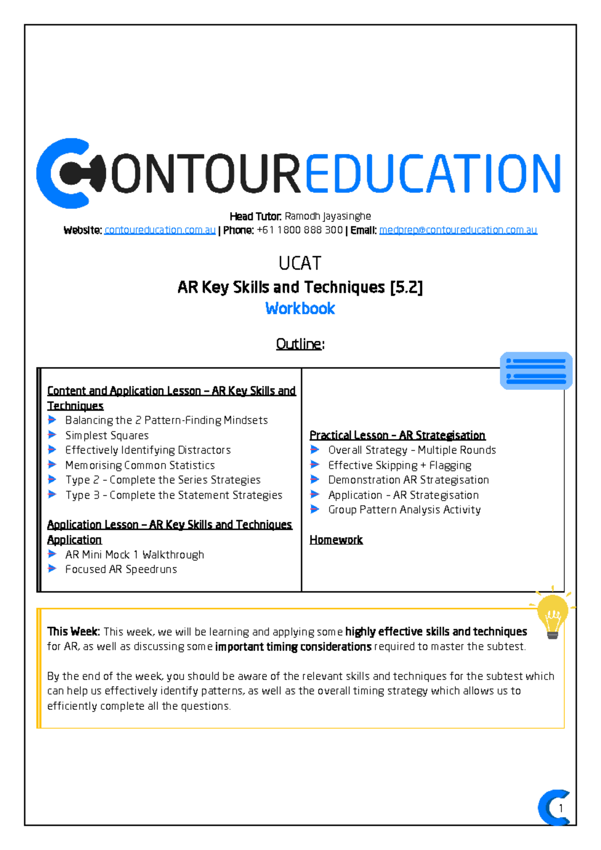 UCAT-5 - UCAT notes and practice question - 1 Head Tutor: Ramodh ...