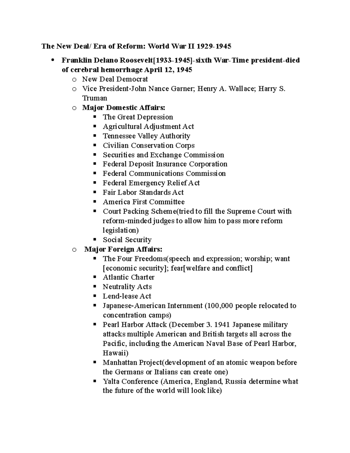 Franklin D. Roosevelt - FDR's Presidency - The New Deal/ Era of Reform ...