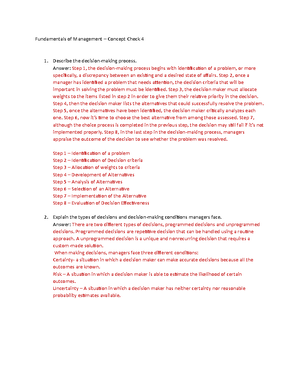 Chapter 6 - Concept Check - Fundamentals of Management – Concept Check ...